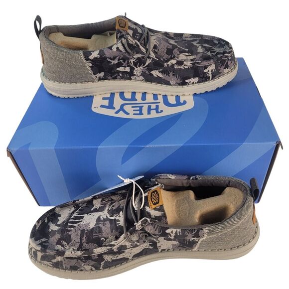 Hey Dude | Shoes | Hey Dude Wally Funk Hunt Camo Mens Casual Shoes Grey ...